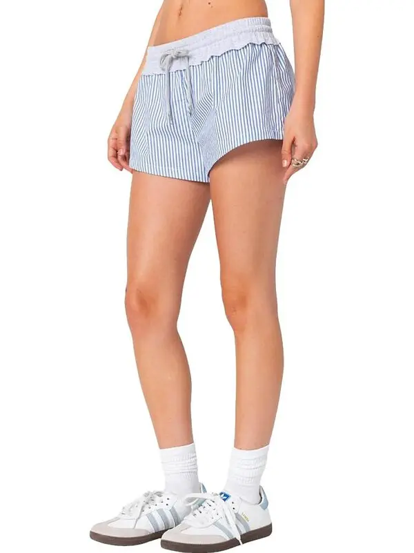 EDIKTED Riva Striped Shorts - Blue