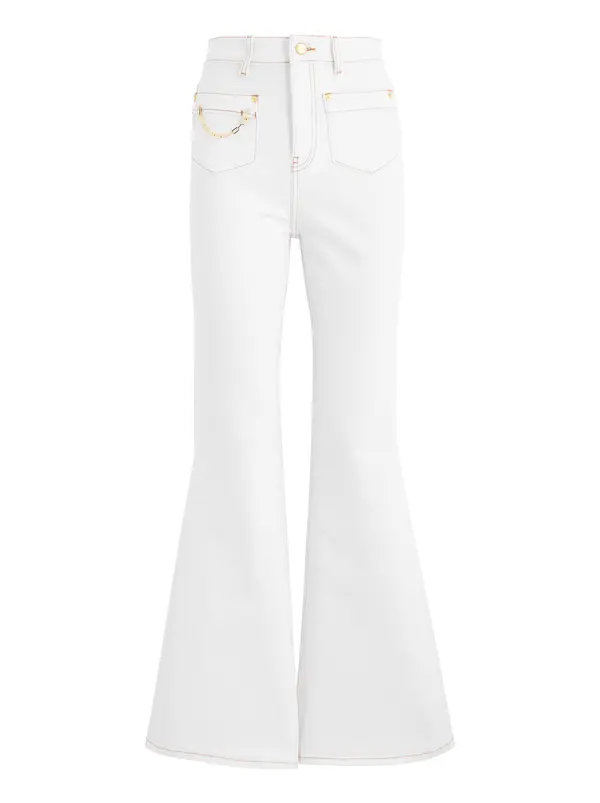 GANNI Chain-embellished Flared-leg Jeans - White