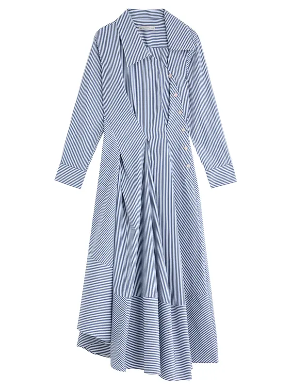 Palmer//harding Hold Close Cotton-poplin Midi Shirt Dress - Blue And White