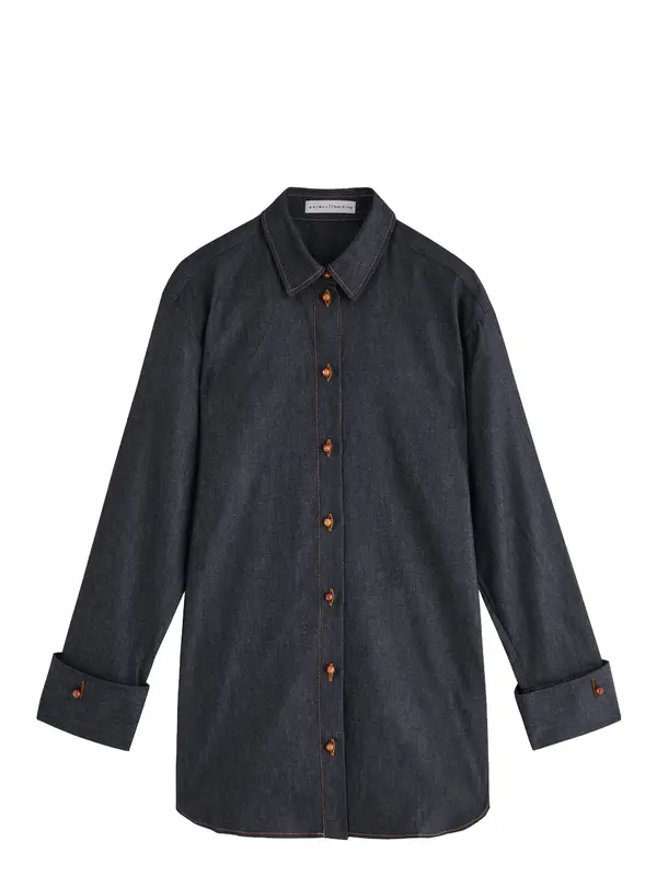 Palmer//harding Reflection Stretch-denim Shirt - Dark Blue