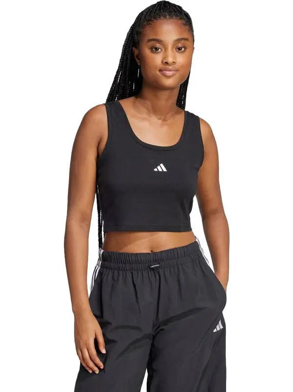 Adidas Essentials Small Logo Cotton Tank Top - Black / White