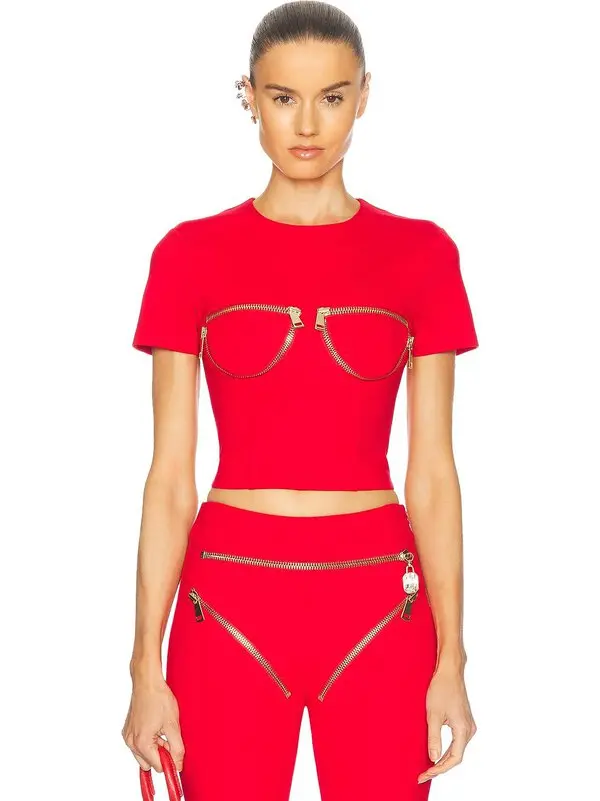 AREA Zipper Bustier Cup T-shirt - Carmine