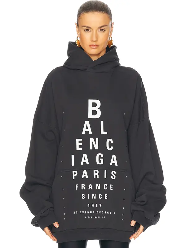 Balenciaga Large Fit Hoodie - Washed Black & White