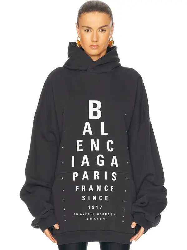 Balenciaga Large Fit Hoodie - Washed Black & White