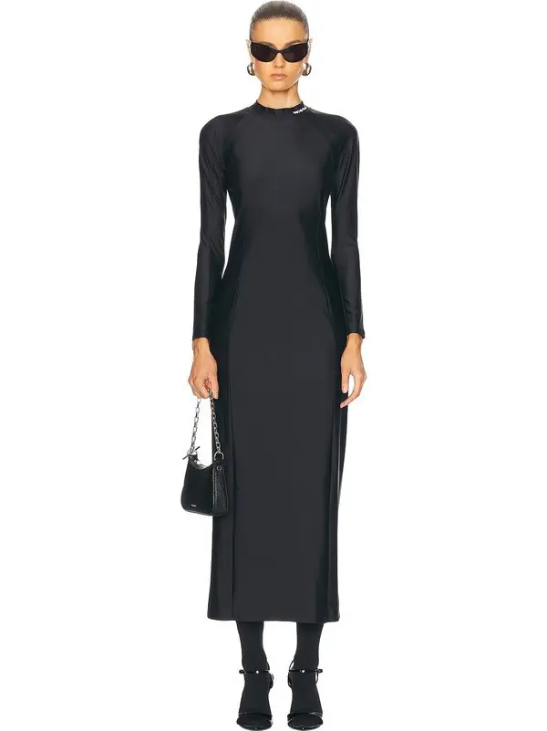 Alexander Wang Rashguard Long Sleeve Midi Dress - Black