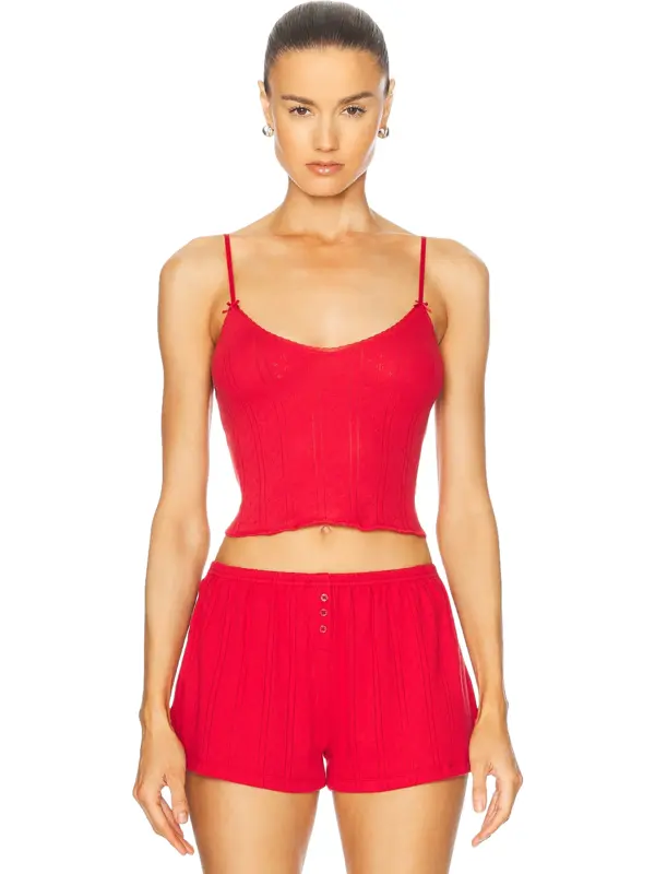 COU COU The Cami Top In Red - Cherry Red