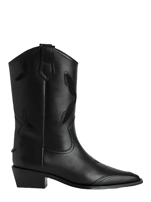 Zadig&Voltaire Cara Western Leather Ankle Boots - Black
