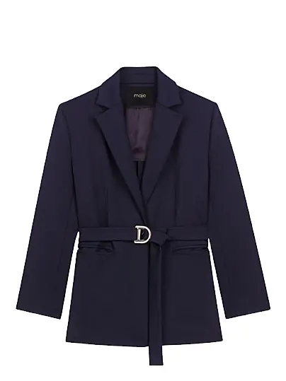 Maje Pleat-back Single-breasted Woven Blazer - Bleus