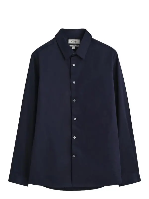 Cos Slim Tailored Poplin Shirt - Navy