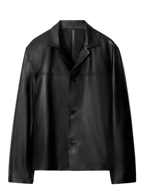 Cos Camp-collar Leather Jacket - Black