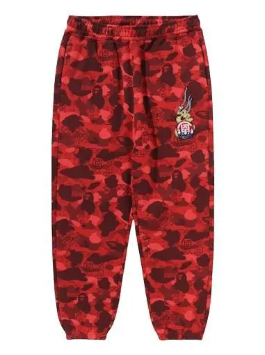 A BATHING APE X Clot Camo Logo Sweat Pants - Red