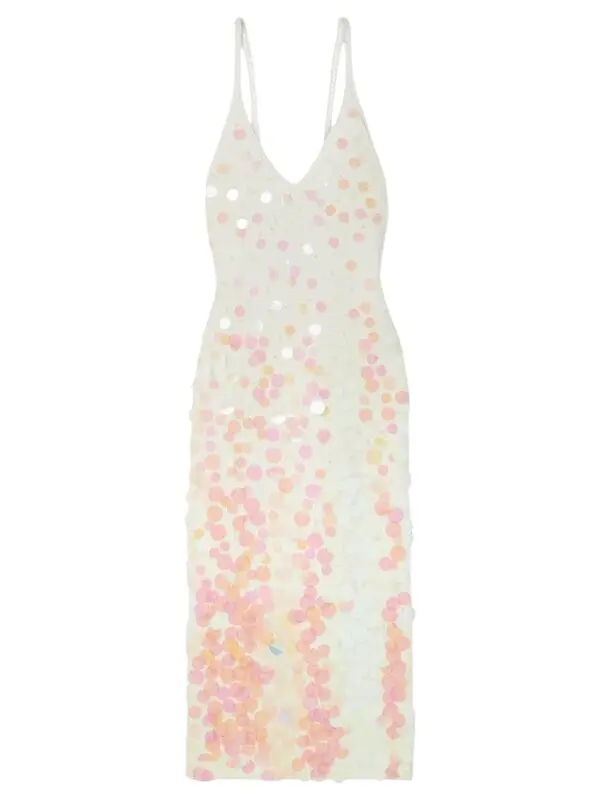 Christopher John Rogers Sequin-embellished Wool Midi Dress - Ivory