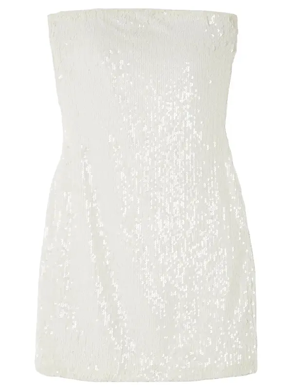 Sprwmn Strapless Sequined Mini Dress - White