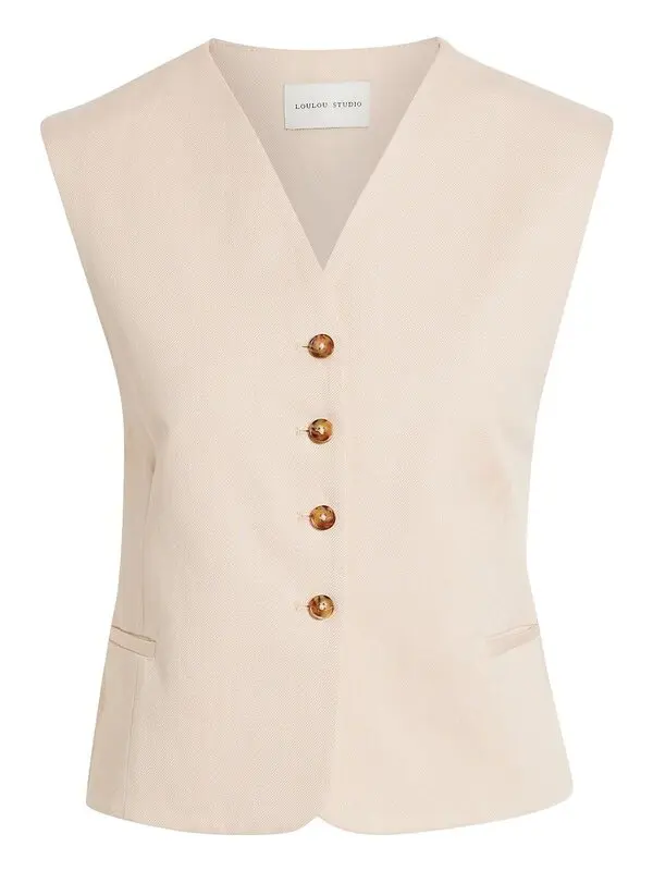 Loulou De Saison Loulou Studio Iba Cotton And Linen-blend Twill Vest - Blush