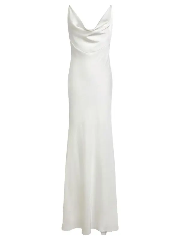 RHEA COSTA Paloma Draped Satin Gown - Ivory