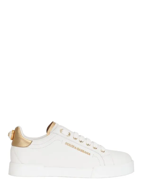 Dolce & Gabbana Calfskin Nappa Portofino Sneakers - White