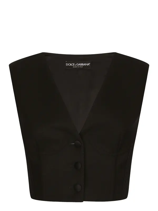 Dolce & Gabbana Cropped Cady Waistcoat With Corset Details - Black