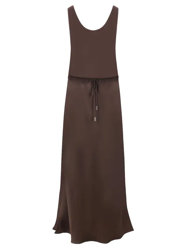 Brunello Cucinelli Satin Maxi Dress - Brown