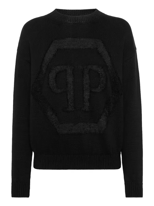 Philipp Plein Devoré-logo Sweater - Black
