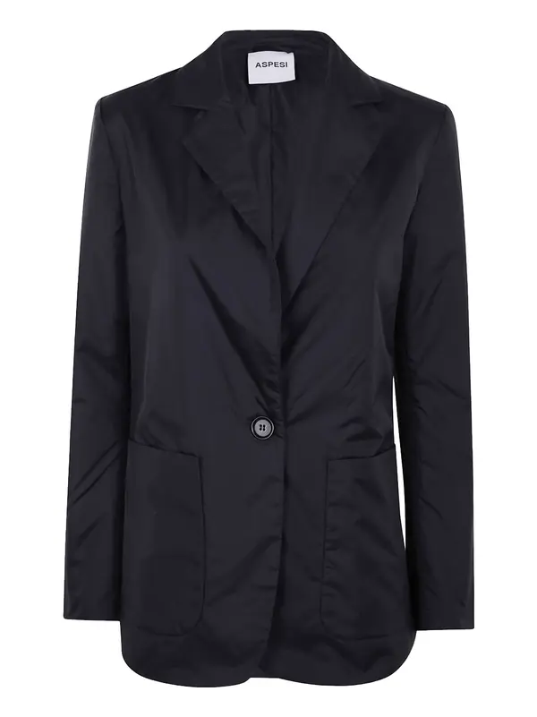 Aspesi Patch-pocket Single-breasted Blazer - Black