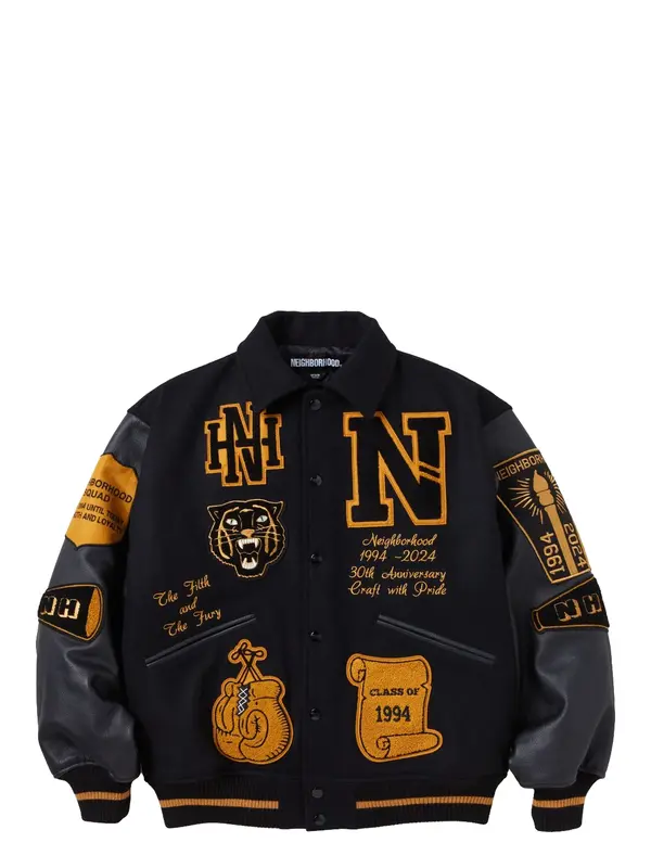 NEIGHBORHOOD Patchwork Bomber Jacket - Black