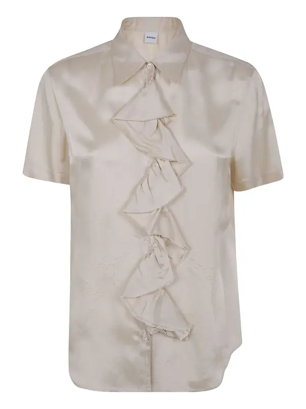 Aspesi Ruffle Short-sleeve Blouse - Neutrals