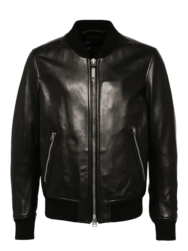 TOM FORD Leather Bomber Jacket - Black