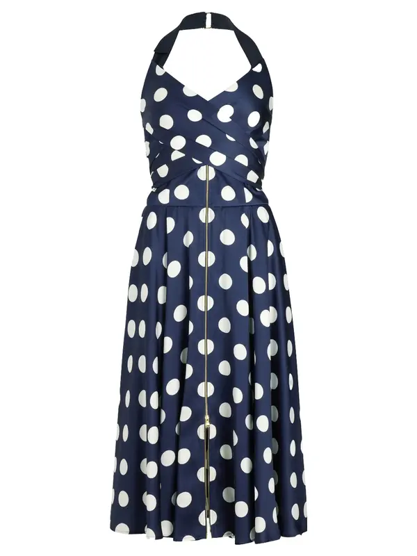 Patou Halterneck Midi Dress - Blue