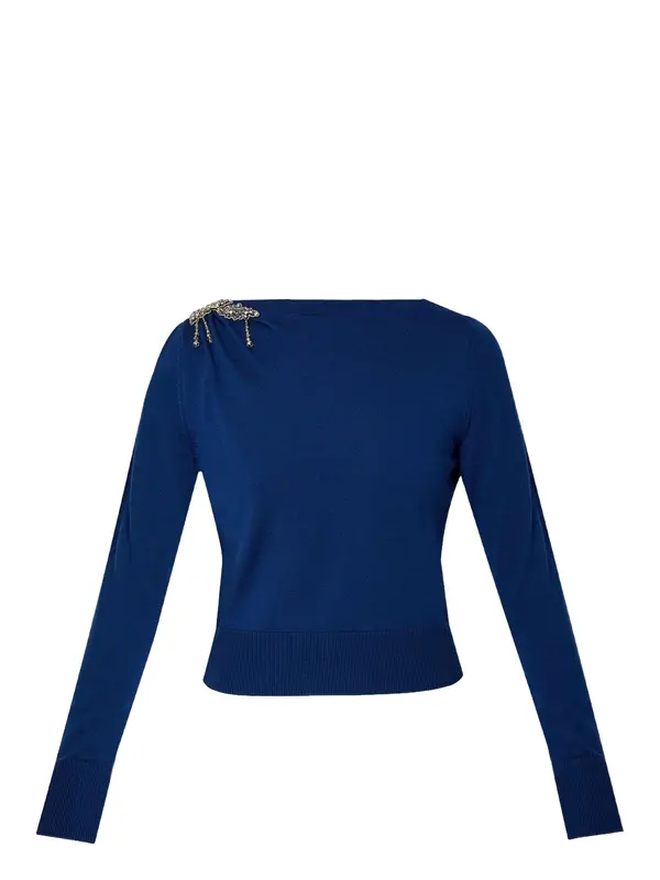Erdem Cropped Sweater - Blue