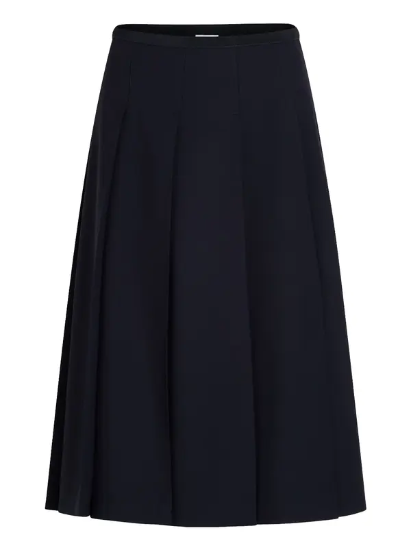 Patou Pleated Twill Midi Skirt - Blue