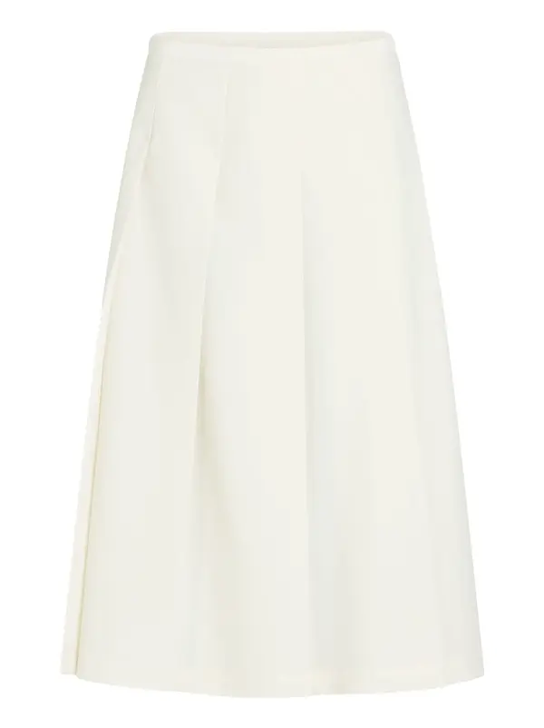 Patou Pleated Twill Midi Skirt - Neutrals