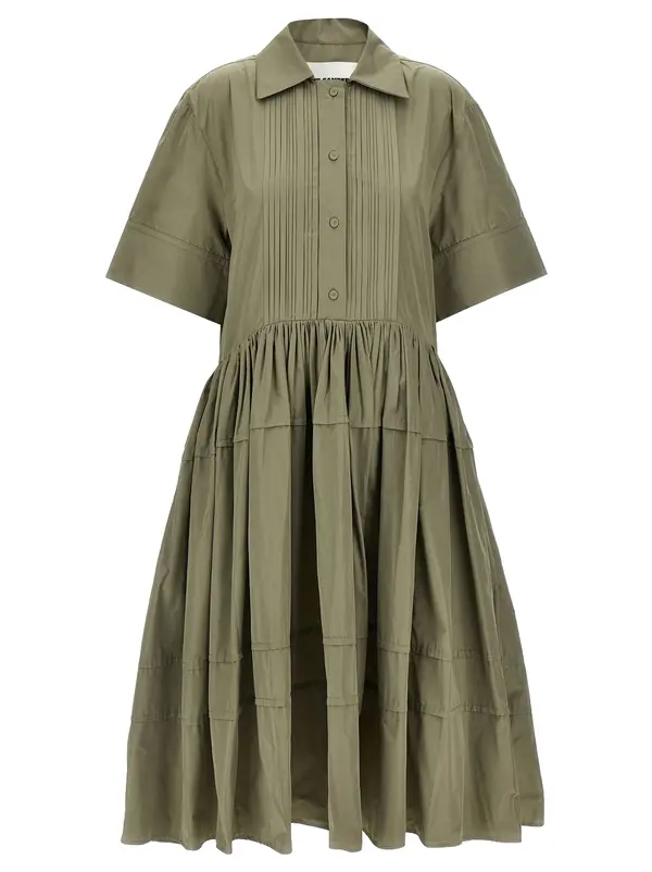 JIL SANDER Pleated Shirt Dress - Green