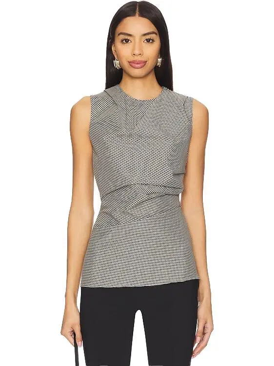 RÓHE Cowl Neck Top - Cream & Black Small Check