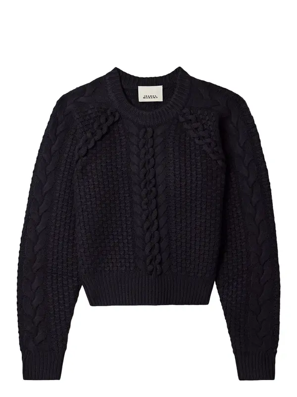 Isabel Marant Obrero Cable-knit Merino Wool Sweater - Black