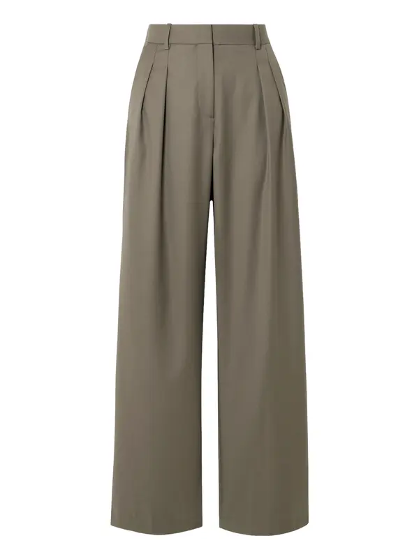 Loulou De Saison Sbiru Pleated Wide-leg Wool Pants - Neutrals