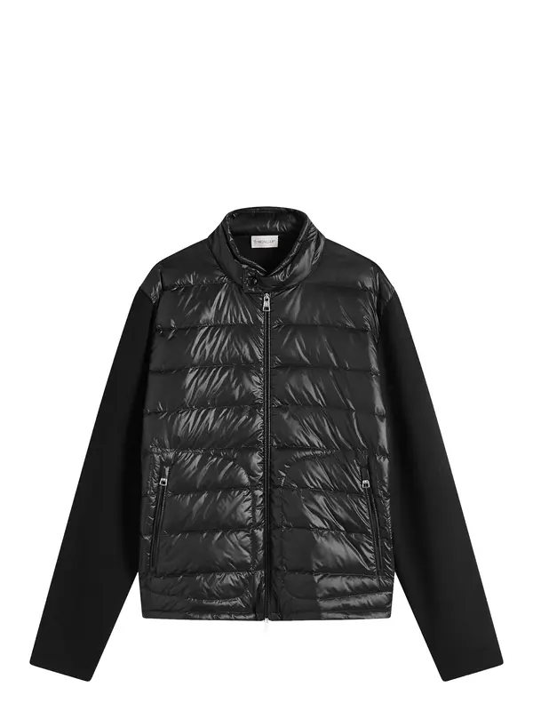 Moncler Extrafine Wool Cardigan Hybrid Jacket - Black