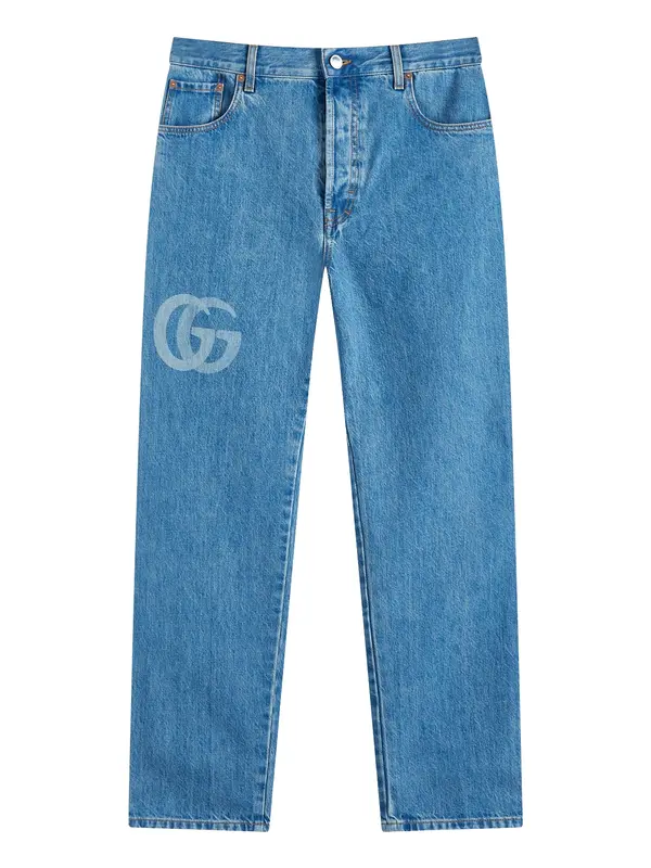 Gucci Cropped Straight Jeans - Blue/ivory