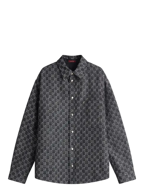 Gucci Reversible Gg Denim Jacquard Overshirt - Dark Grey/ivory