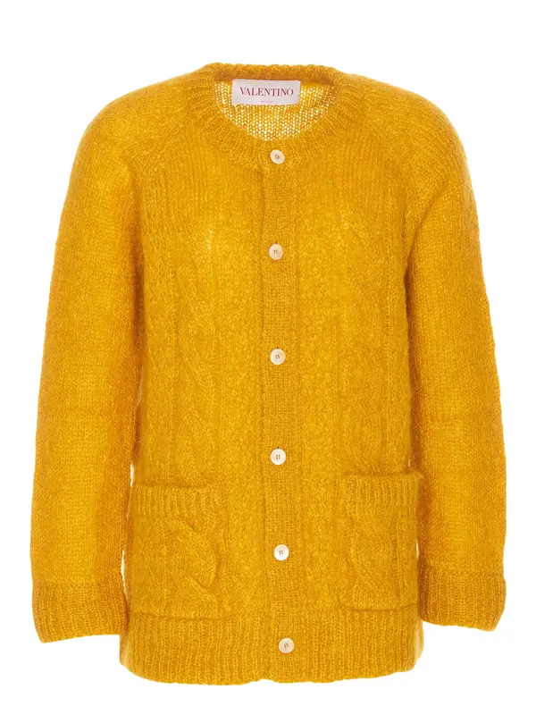 Valentino Garavani Mohair-blend Cardigan - Yellow