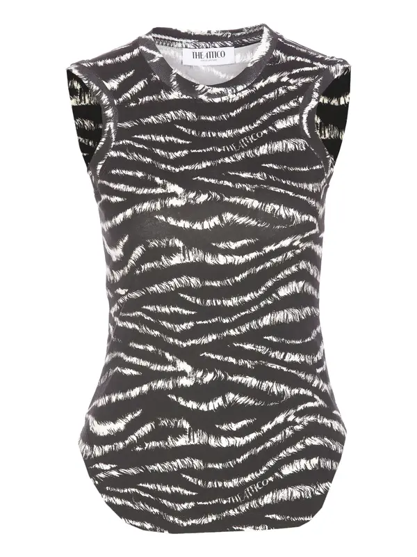 Attico Zebra-print Top - Black