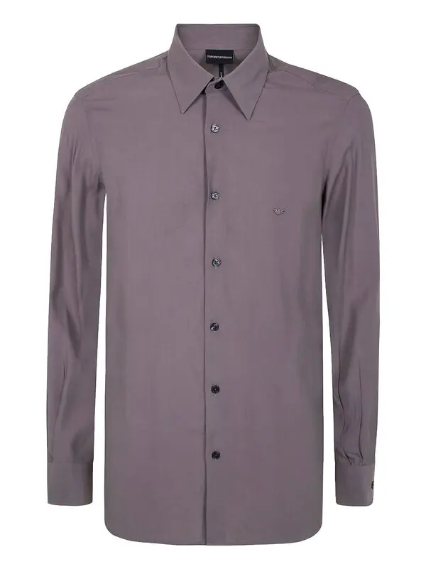 Emporio Armani Embroidered-logo Shirt - Purple