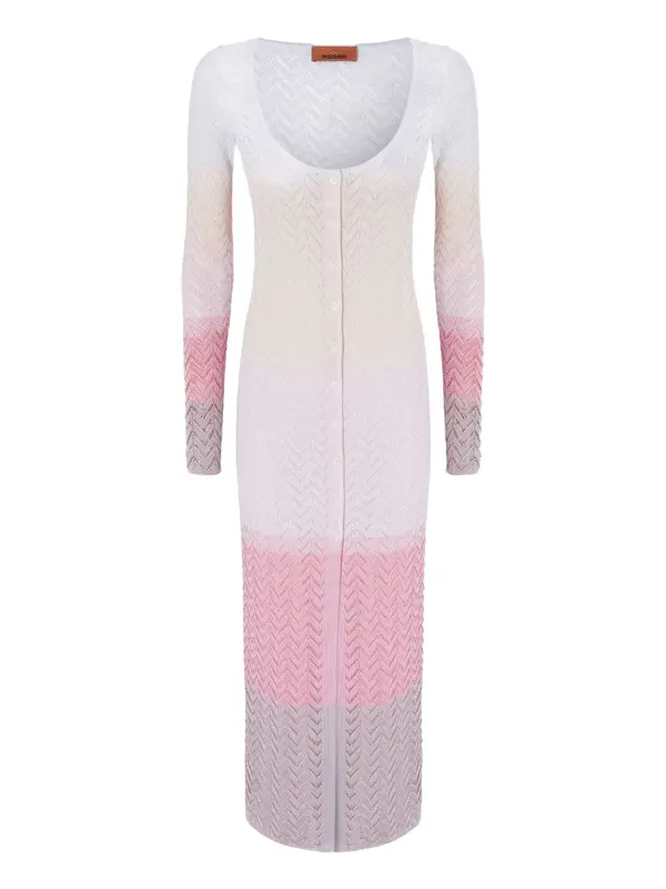 Missoni Chevron-knit Long Cardigan - White