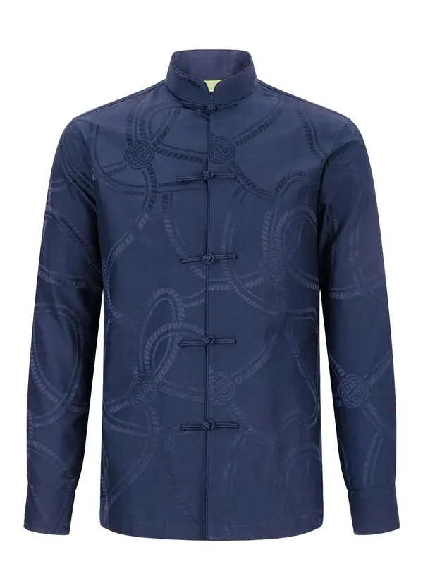 Shanghai Tang Patterned-jacquard Shirt - Blue