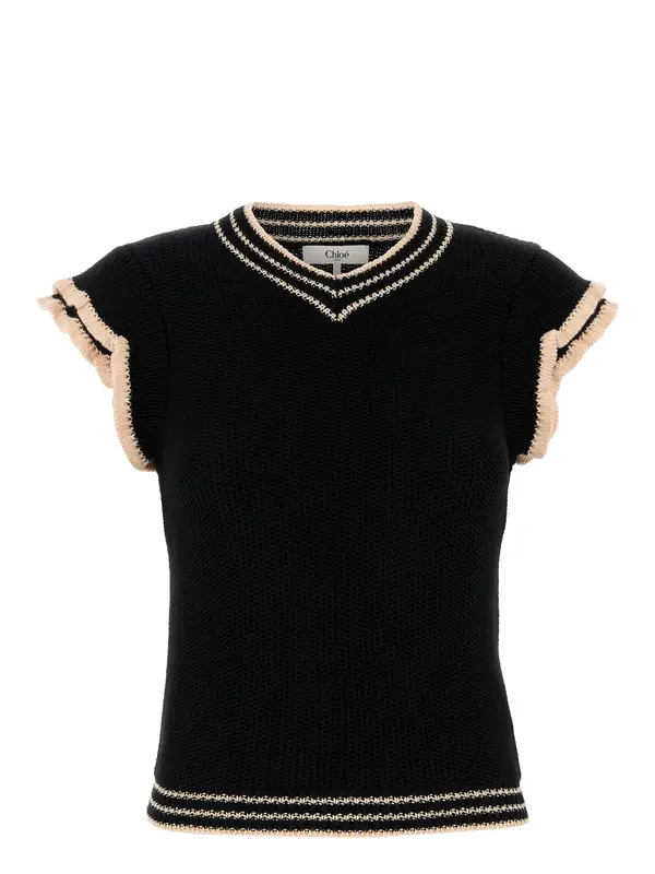 Chloé Striped-border Vest - Black