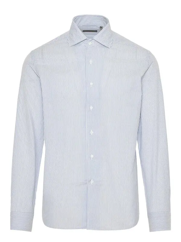 Corneliani Striped Poplin Shirt - Blue