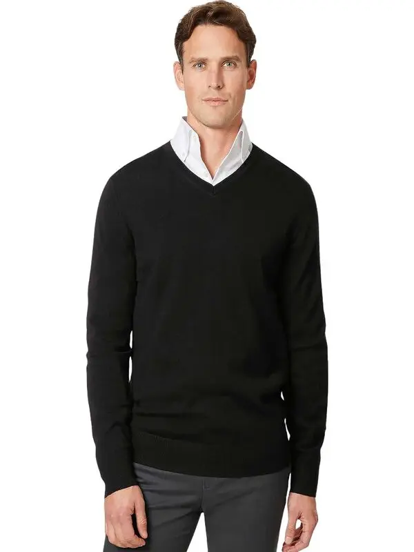CHARLES TYRWHITT Pure Merino V-neck Sweater - Black