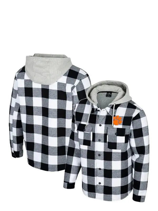 COLOSSEUM Clemson Tigers Buffalo Plaid Full-zip Jacket With Sherpa Lining - Black