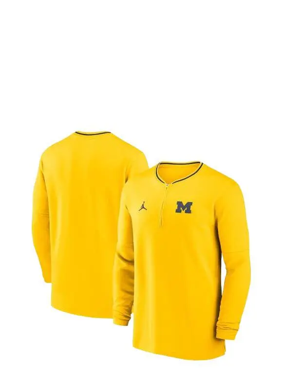JORDAN BRAND Michigan Wolverines 2024 Sideline Coach Performance Half-zip Long Sleeve Top - Maize