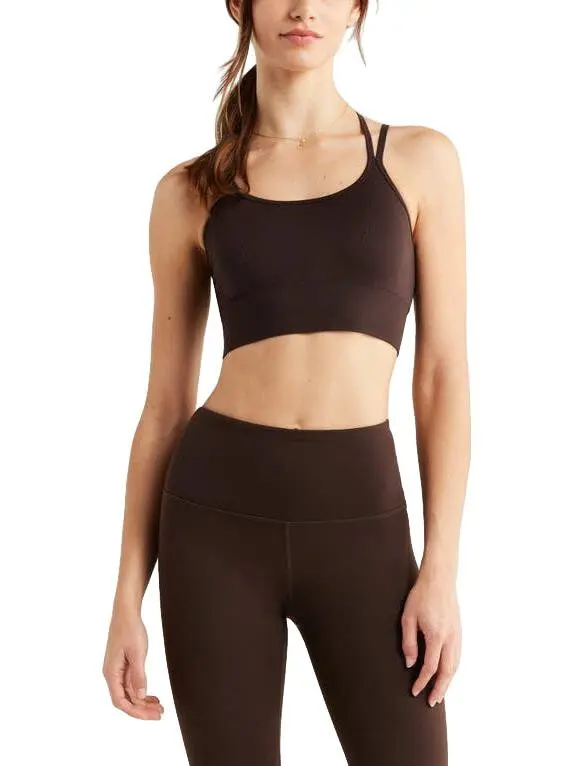 Zella Seamless Strappy Sports Bra - Brown Mole