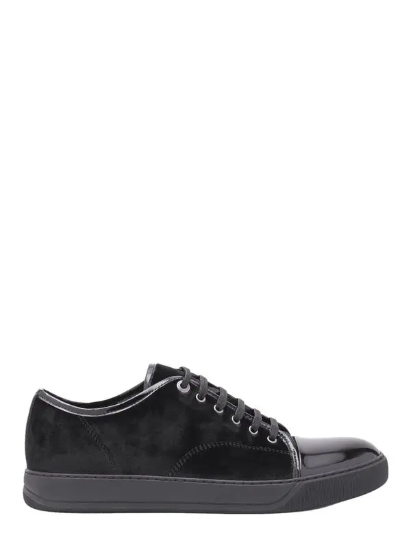 LANVIN Dbb1 Velvet And Patent Leather Lace-up Sneakers - Black/black